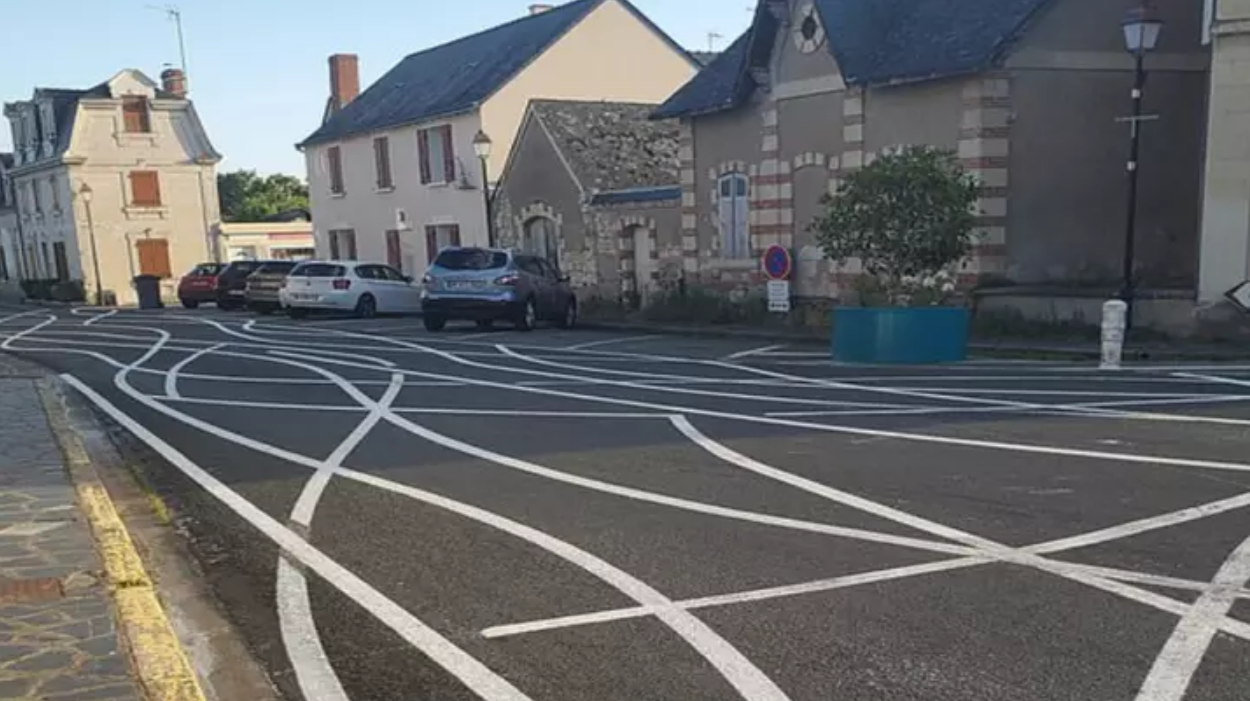 French village gets creative with road markings to slow down speeding ...