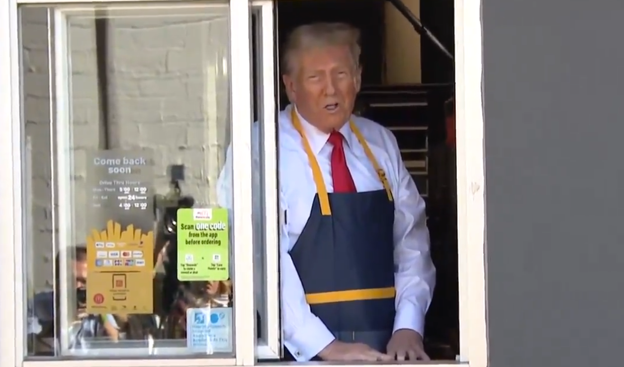 Trump Works McDonald’s Fry Station, Holds Drive-Thru Press Conference